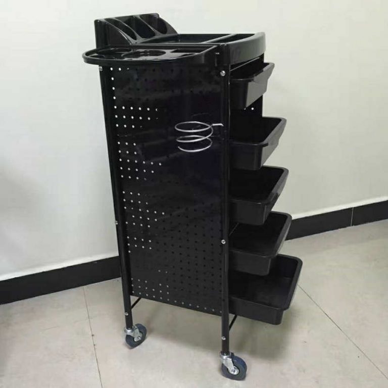 Modern black barber styling equipment rolling storage tray cart beauty ...